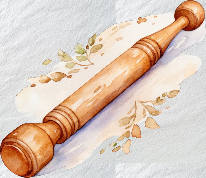 Vantage Rolling Pin Watercolor PNG Clipart, Baking Tools Illustration ...