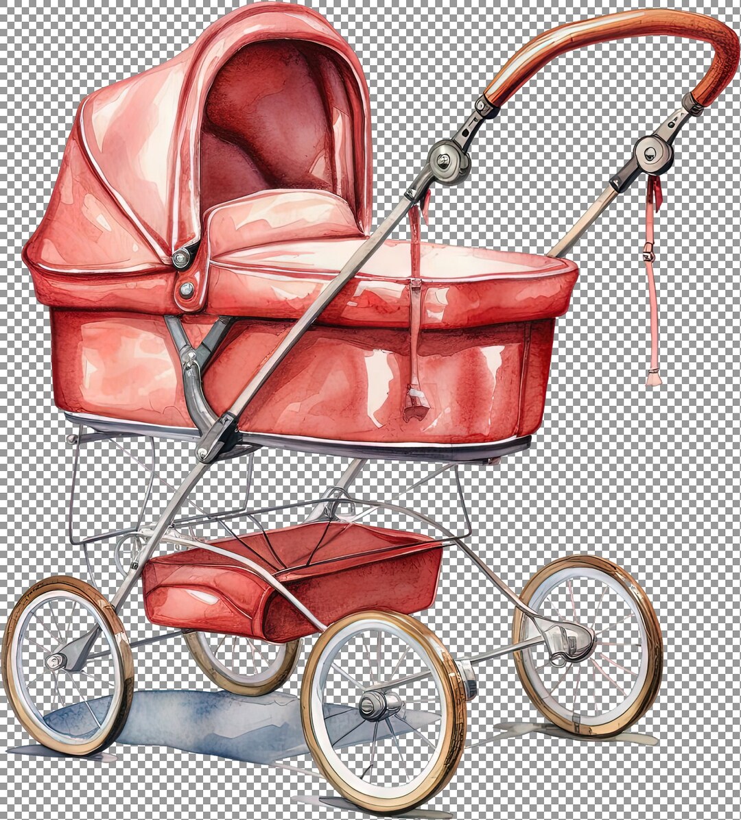 Baby Rot Kinderwagen Clipart, Aquarell Illustration, digitaler ...