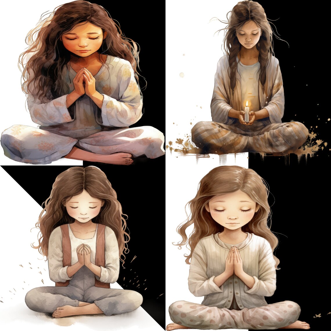 Spiritual Girl Clipart, Bohemian Woman Clip Art, Spiritual Girl ...