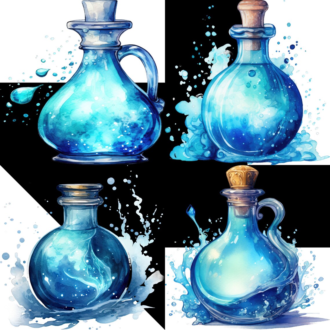 Potion Bottle Clipart, Enchanting Potion Bottles, Magic Elixir Clipart ...