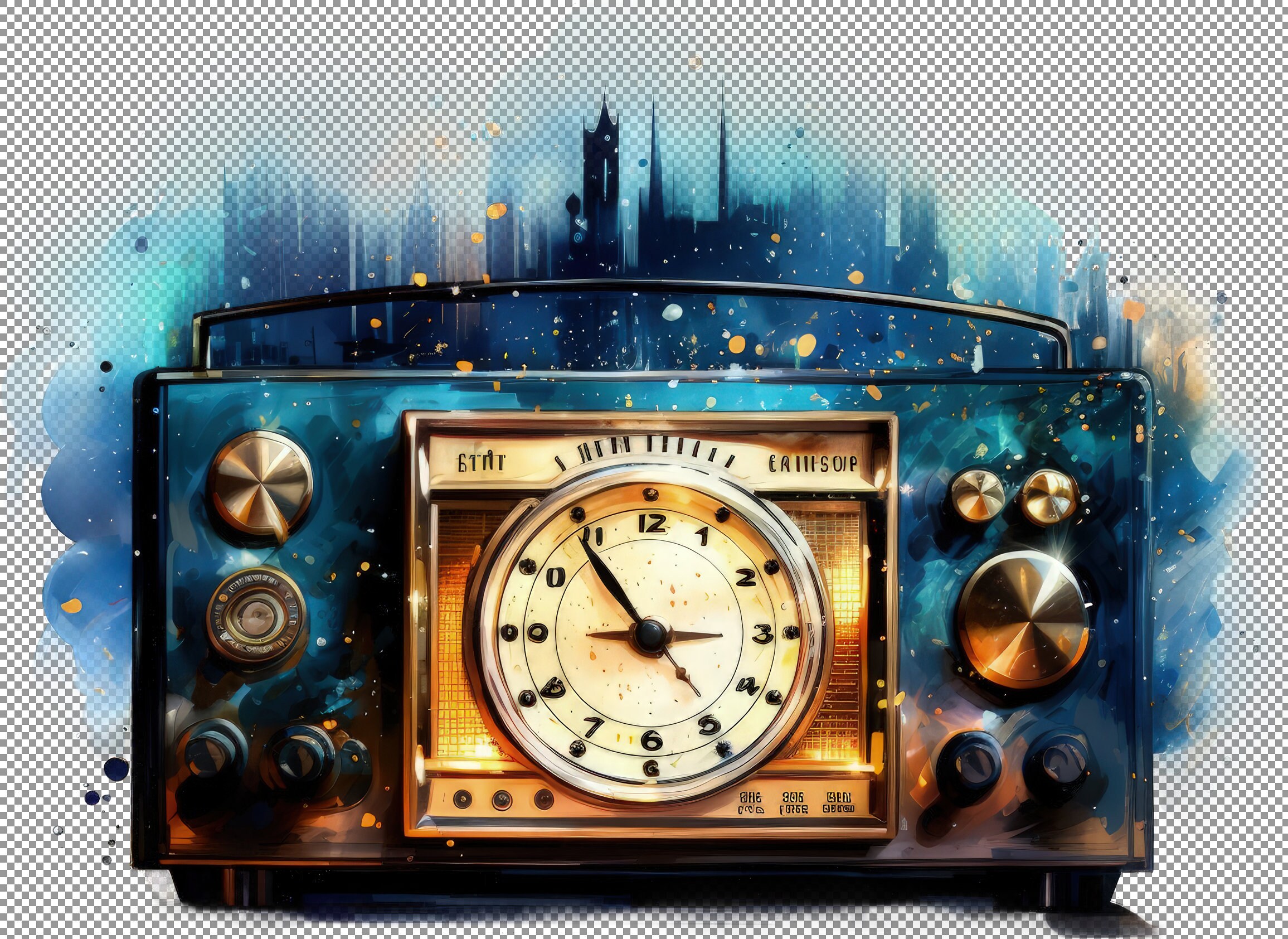 Countdown Radio Clipart, Vintage Radio Clipart Set, Retro Radios, Old ...