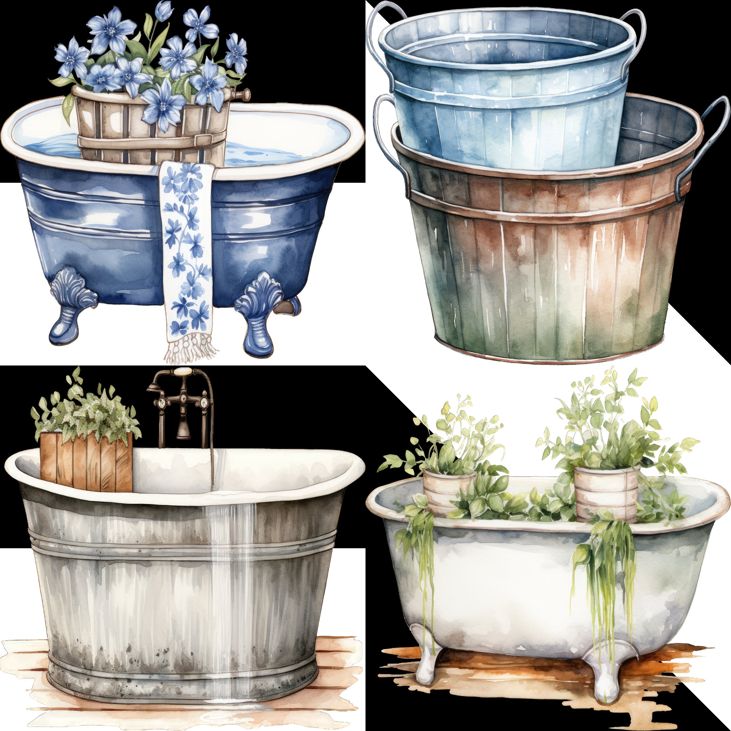 Vantage Fashioned Wash Tubs Homemaking PNG Clipart,laundry Decor ...
