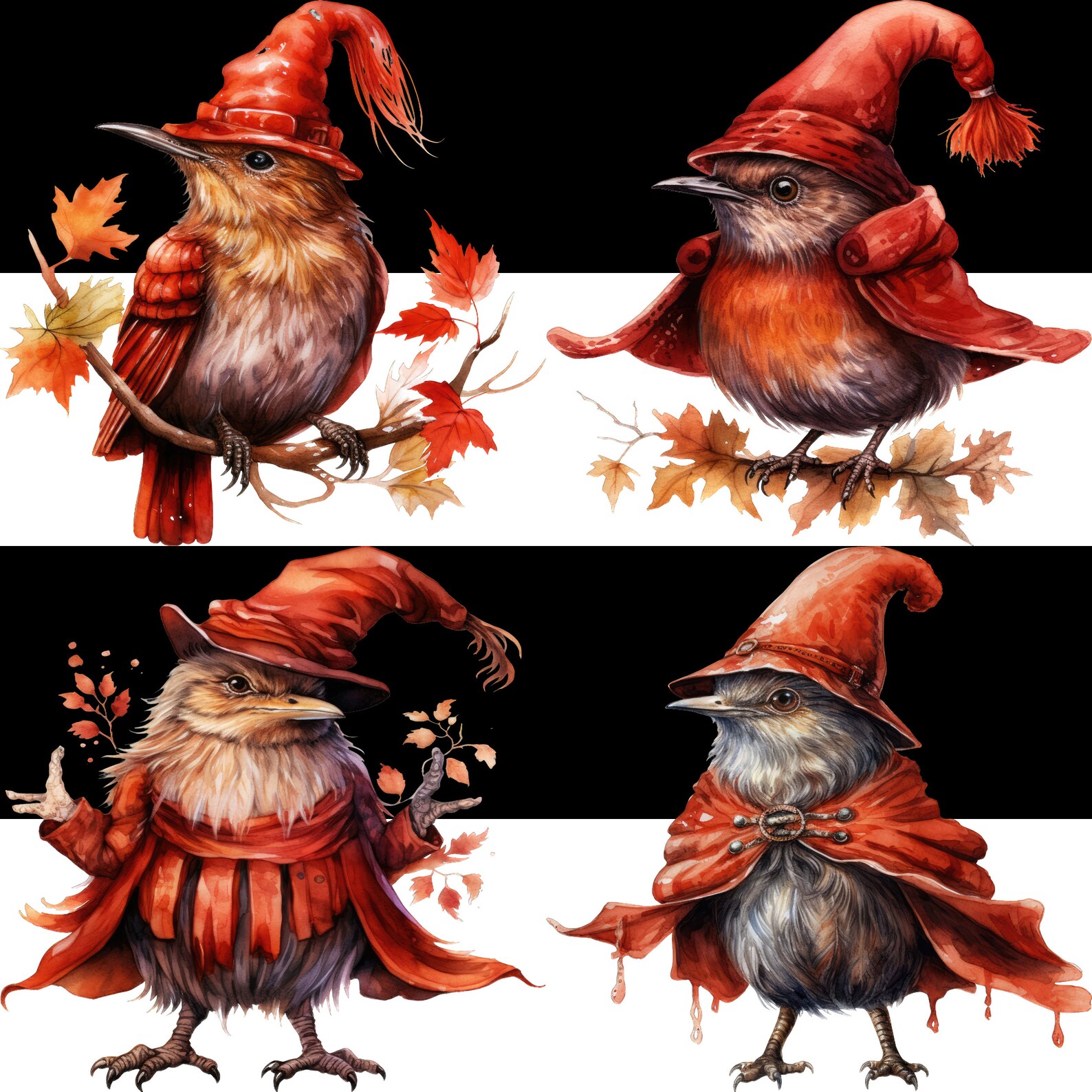 Red Wren in Halloween Costume Watercolor PNG Clipart,watercolor Red ...