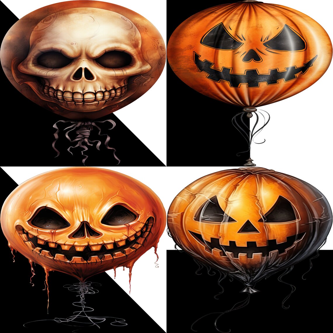 Beautiful Halloween Party Balloons PNG Clipartelegant - Etsy