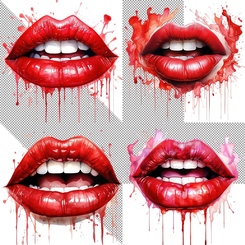 Spirit of Lips Distorted Delight Clipart, Sensual Lipstick Art ...
