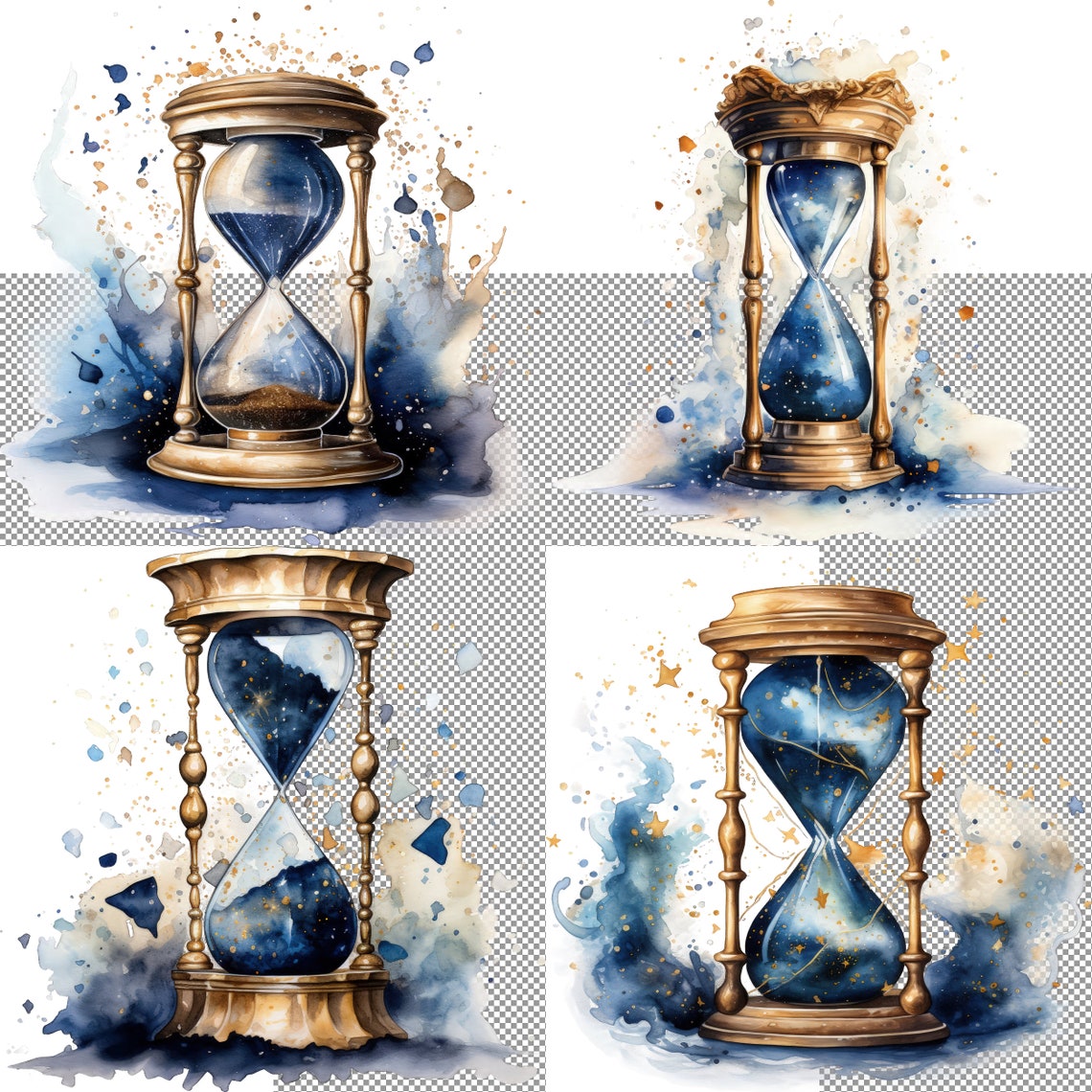 Time's Passage Hourglass Clipart, Rainbow Hourglass, Watercolour ...