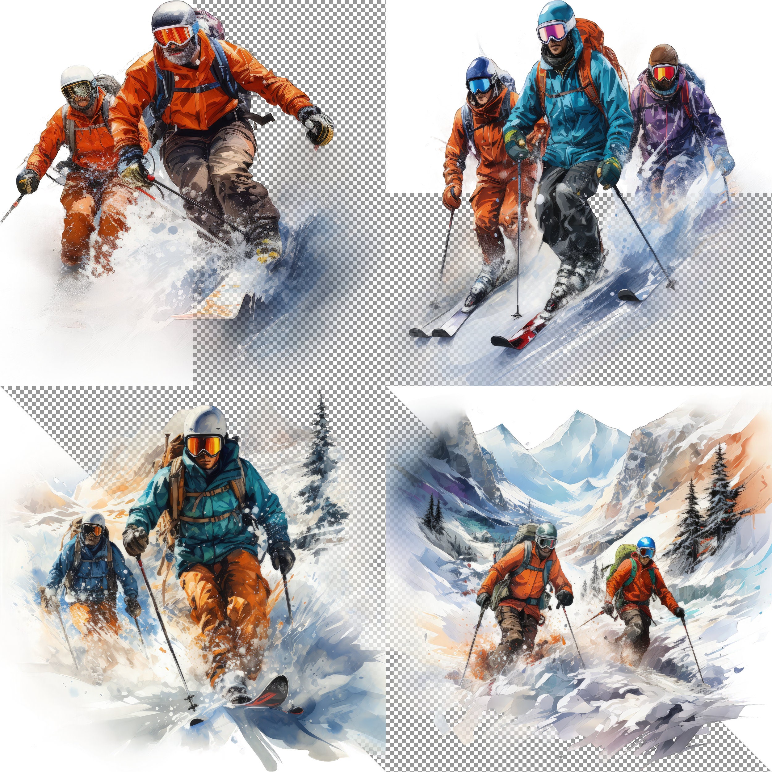 Winter Sports Wonderland Clipart Digital Sticker for Vehicle - Etsy