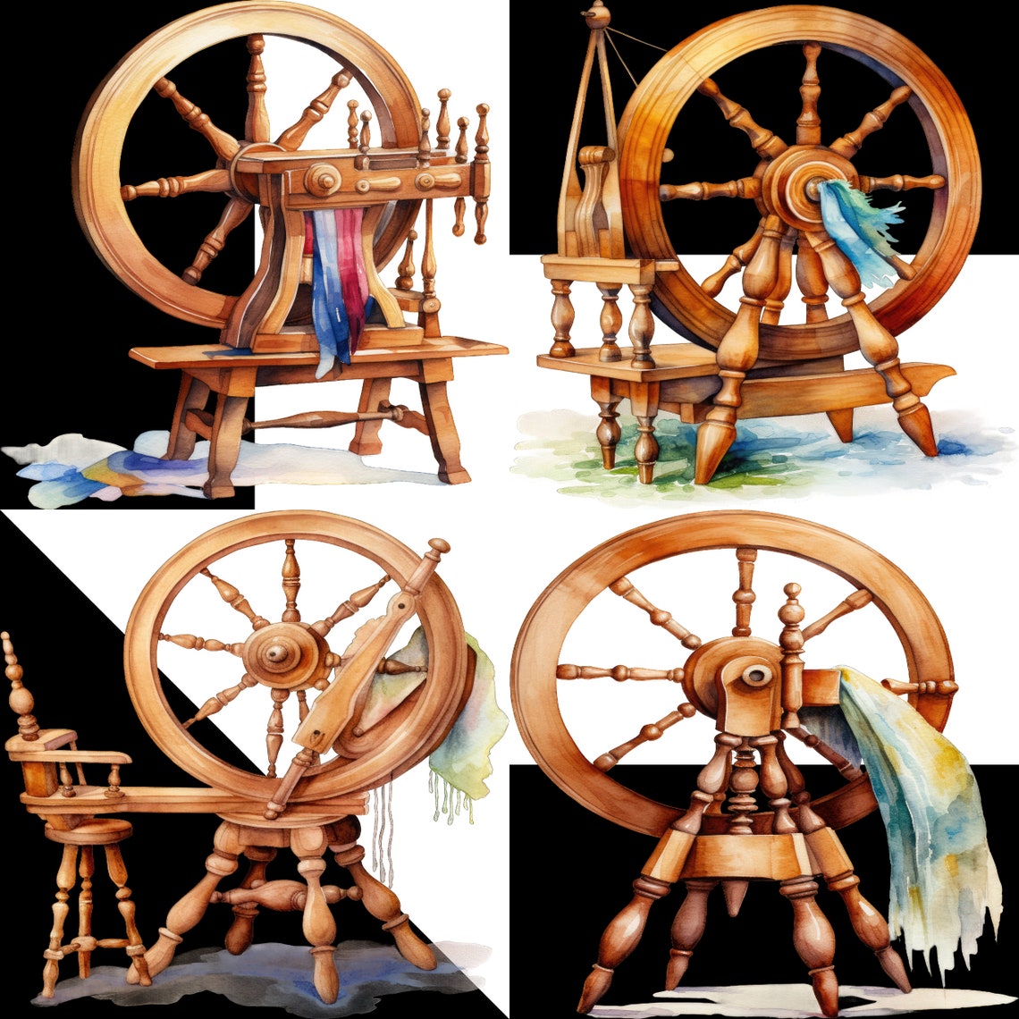 Vantage Spinning Wheel PNG Clipart, Textile Decor Clipart, Vantage ...