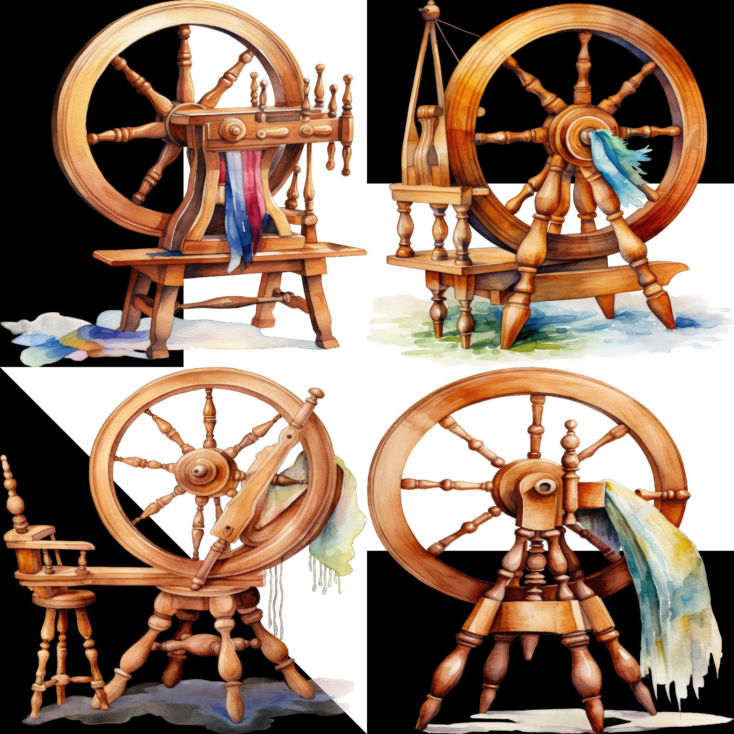Vantage Spinning Wheel PNG Clipart, Textile Decor Clipart, Vantage ...