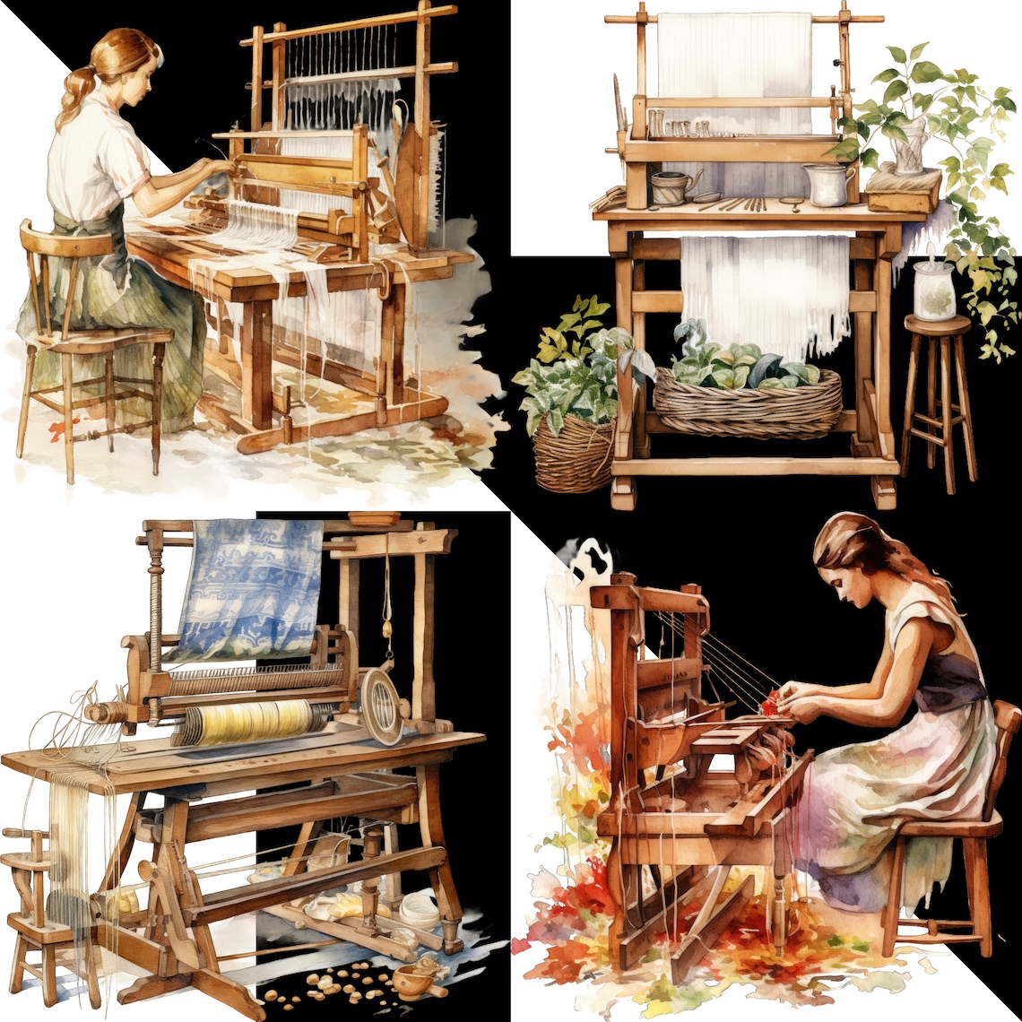 Vantage Hand Loom Watercolor PNG Clipart, Classic Loom Painting ...