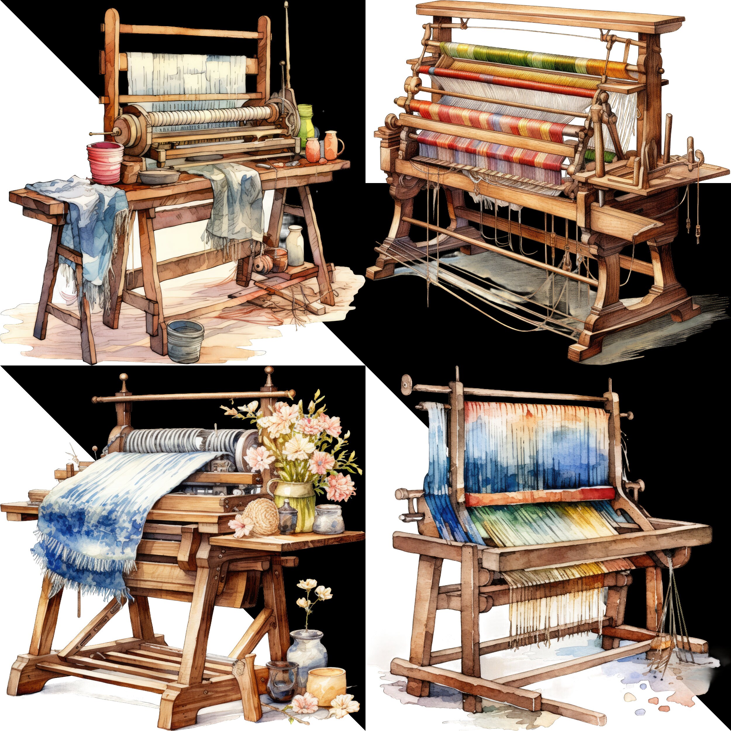 Vantage Hand Loom Watercolor PNG Clipart, Classic Loom Painting ...