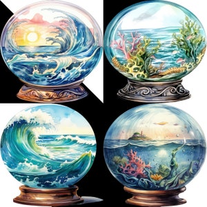 Beautiful Magical Ocean in Crystal Ball Clipart,magical Ocean Fantasy ...