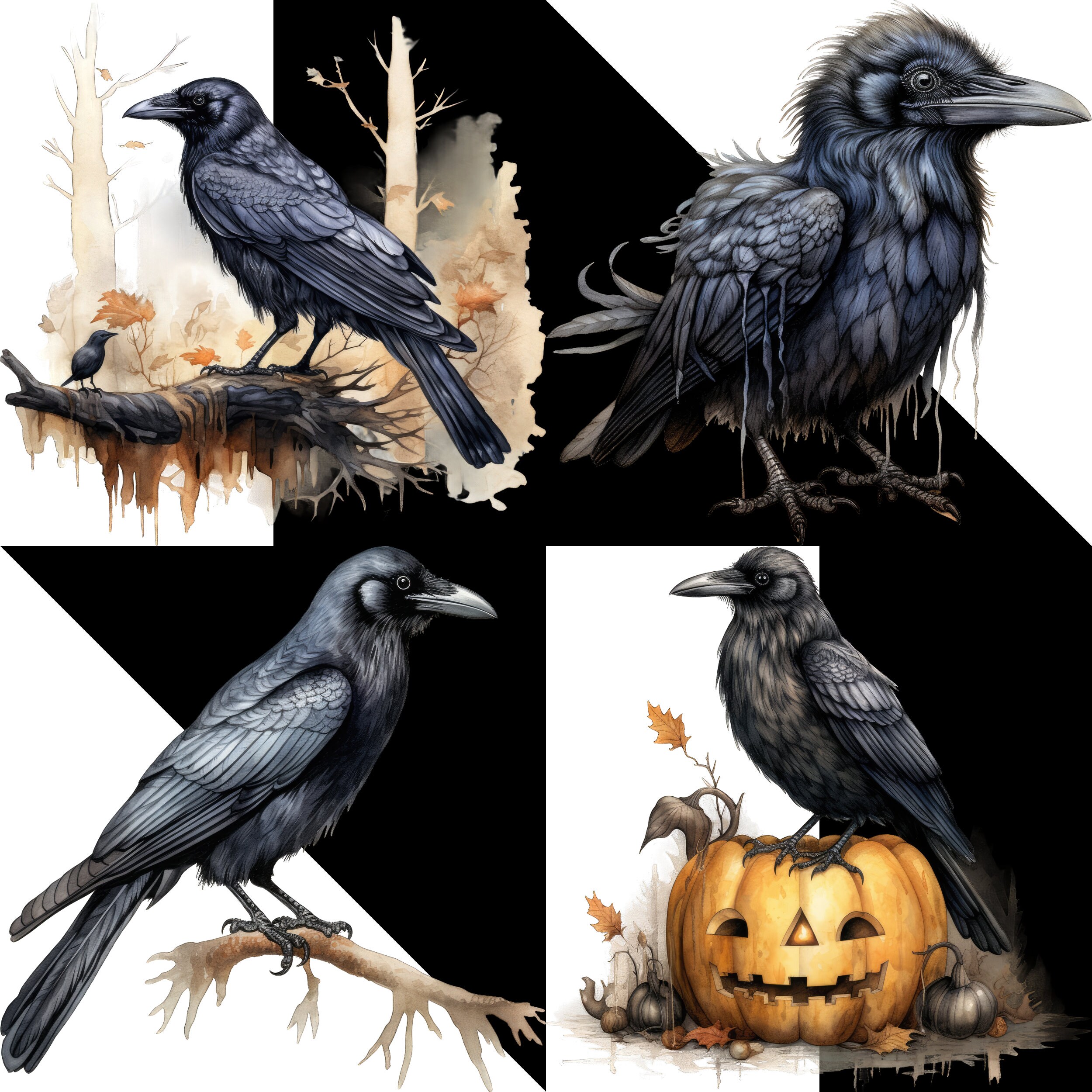 Halloween Chilling Raven Prophecy Clipart,chilling Clipart for Mystical ...