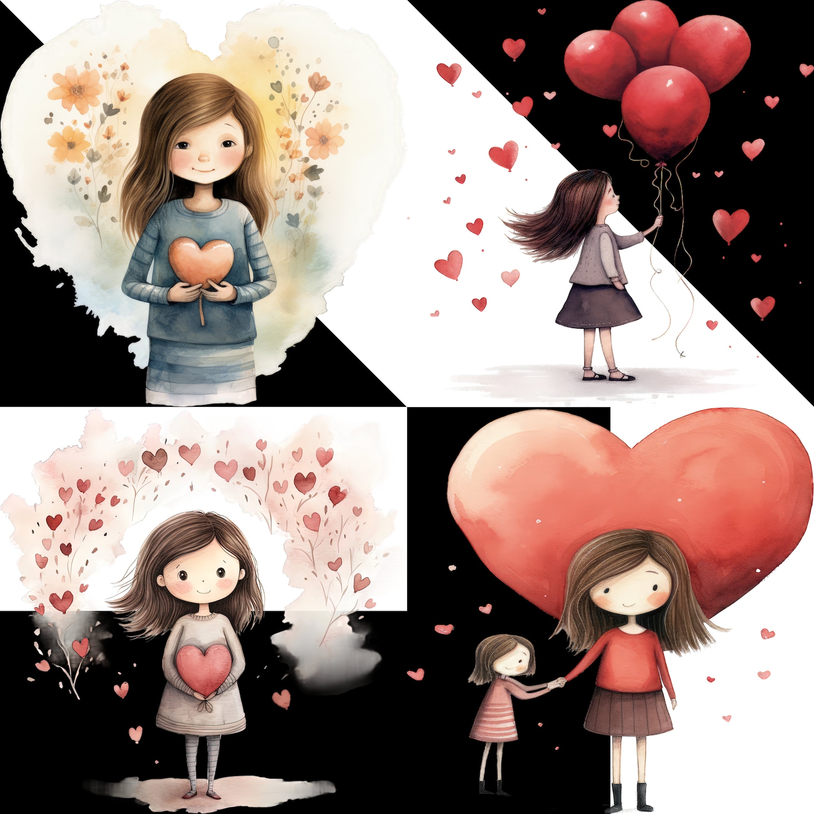 Devoted Daughter PNG, Loving Family Illustration, Digital Download ...