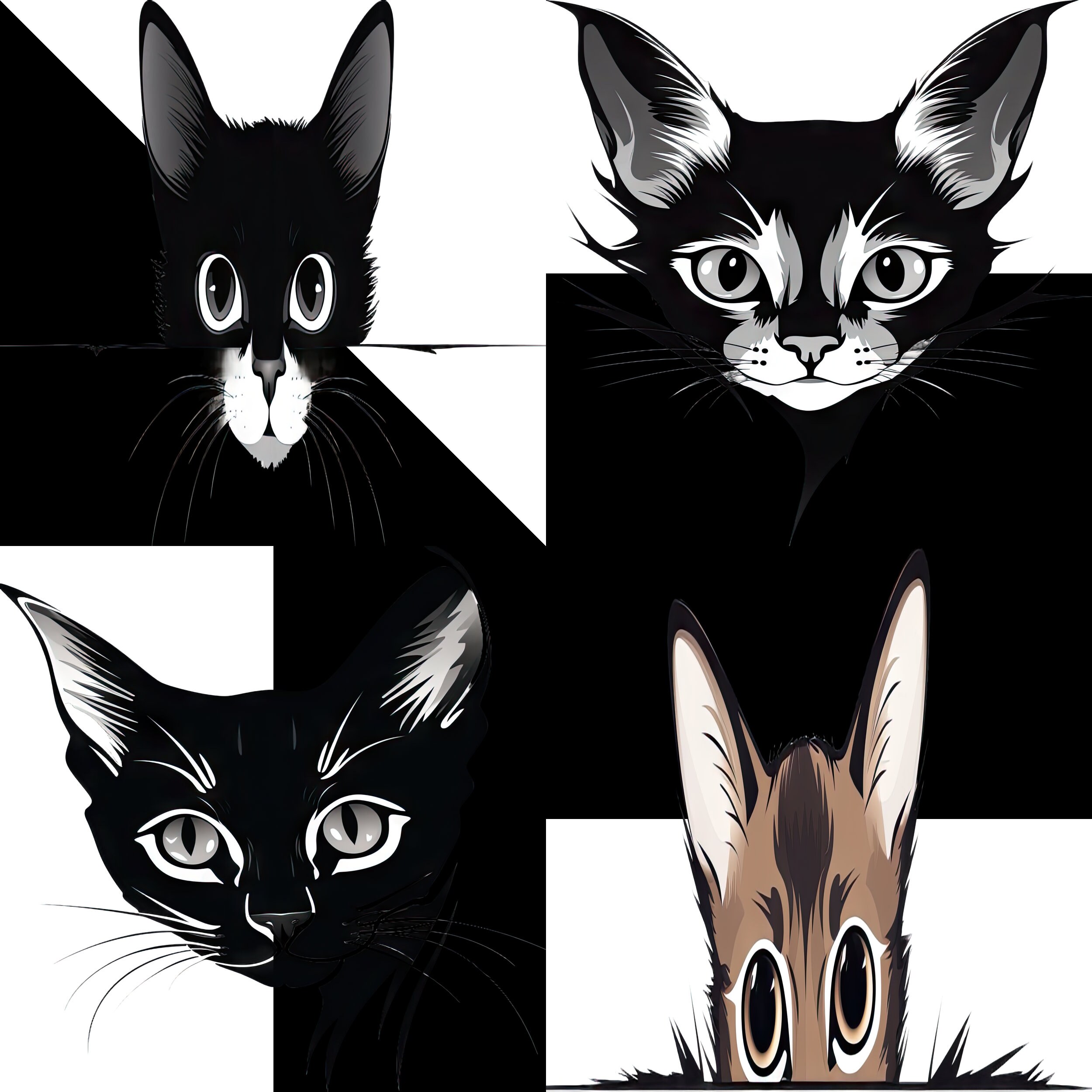 PEEKING Abyssinian Cat Vector in Black Lines PNG Clipart,cat Line Art ...