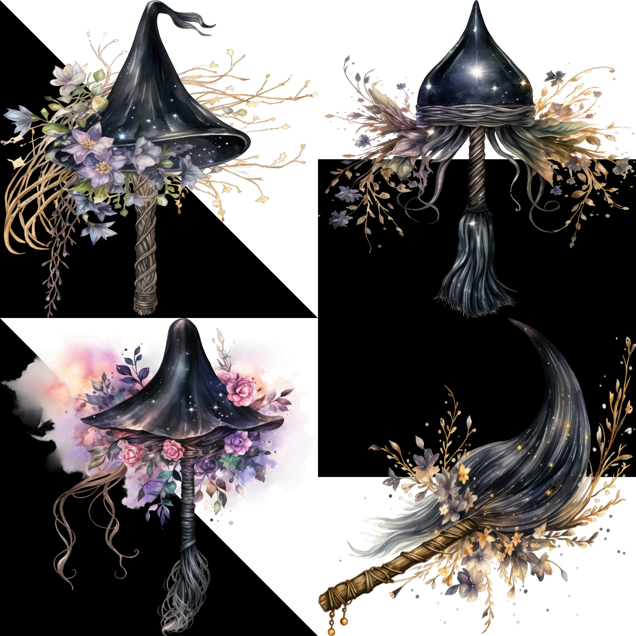 Witch's Broom Clipart, Mystical Witch's Broom, Enchanting Sorceress ...