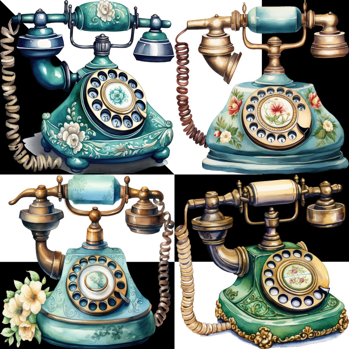 Victorian Telephone Whimsical Watercolour Clipart, Whimsical ...