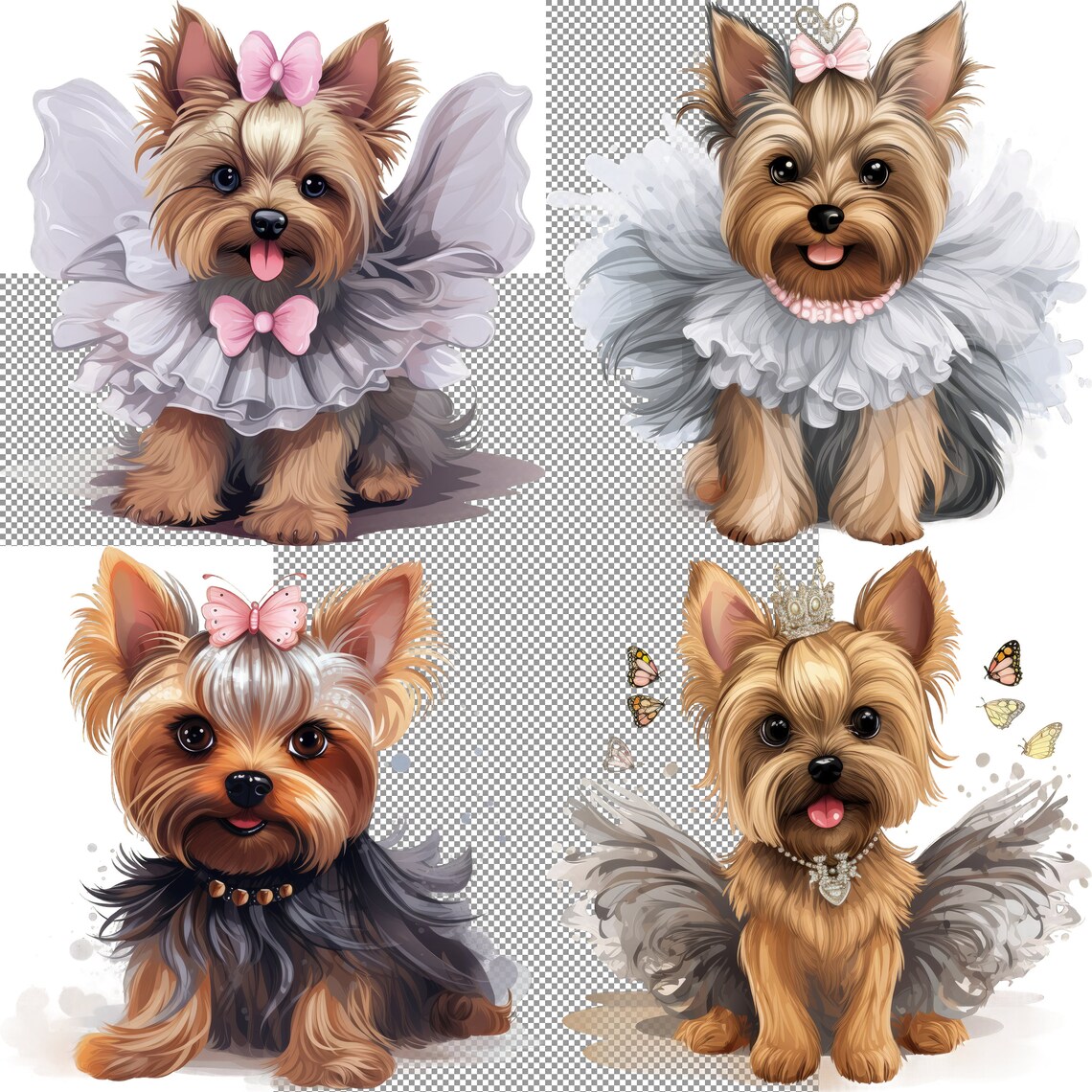 Fairy Yorkshire Terrier Clipart, Digital Fairy Terrier Art, Yorkie ...