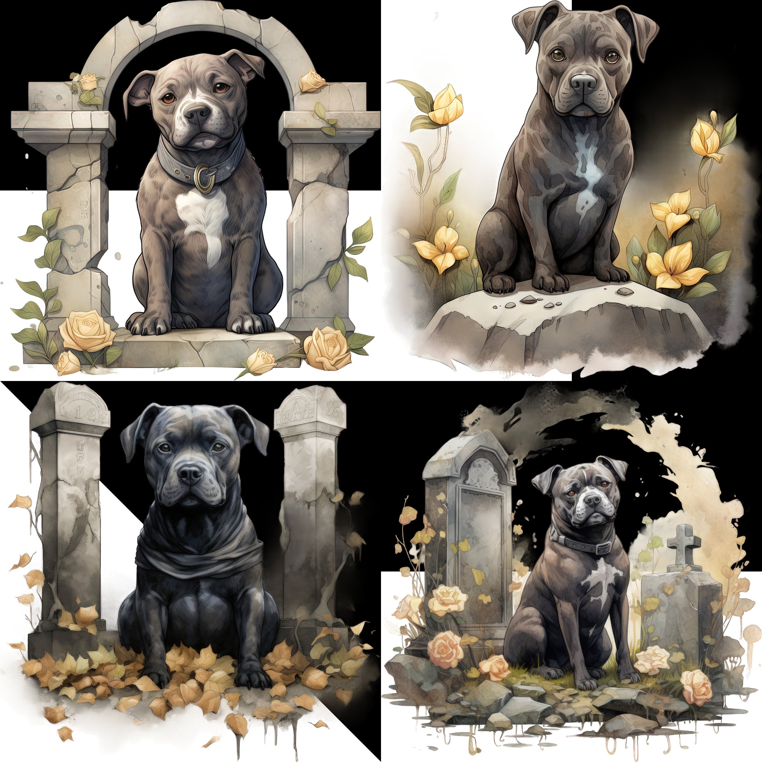 Haunting Staffordshire Bull Terrier Tombstone Clipart,tombstone Clip ...