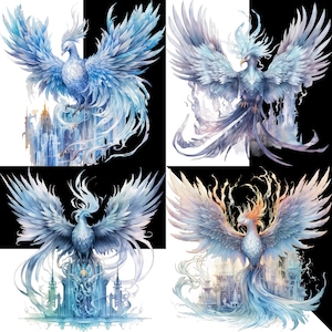 Ice Phoenix Art, Mystical Ice Phoenix Canvas Art,frozen Phoenix ...