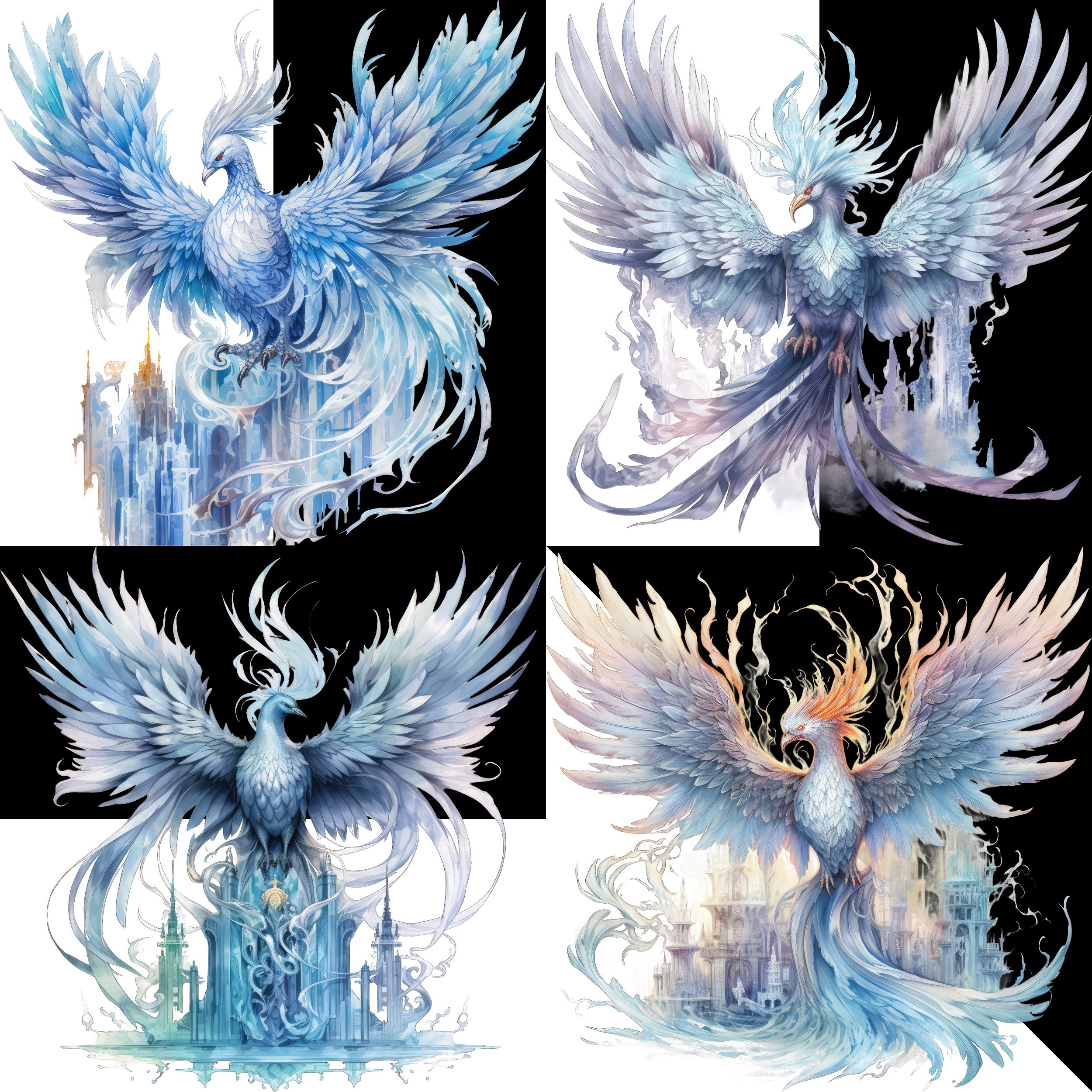 Ice Phoenix Art, Mystical Ice Phoenix Canvas Art,frozen Phoenix ...