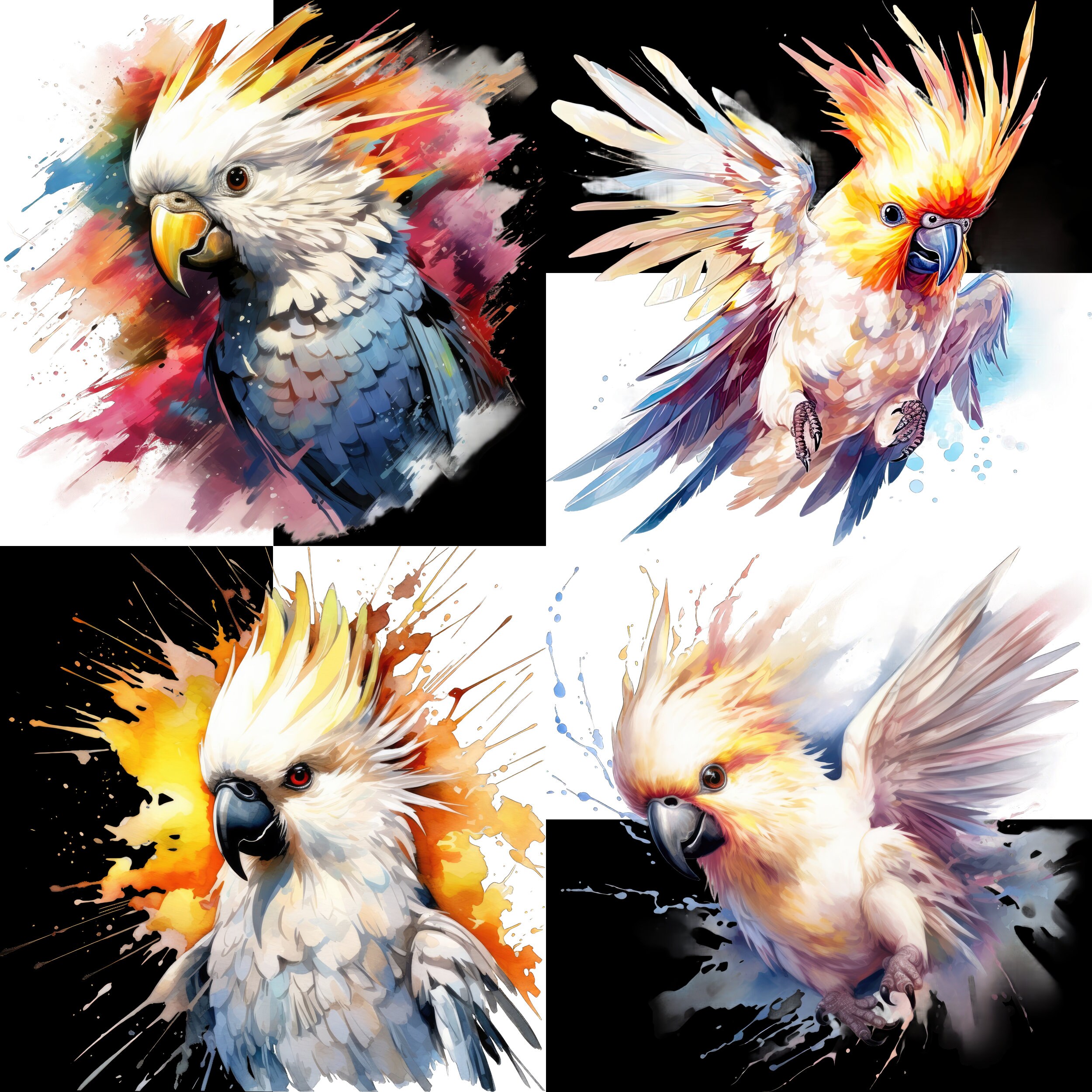 Cockatoo's Radiant Plumage, Exotic Bird Wall Art, Colorful Feathers of ...