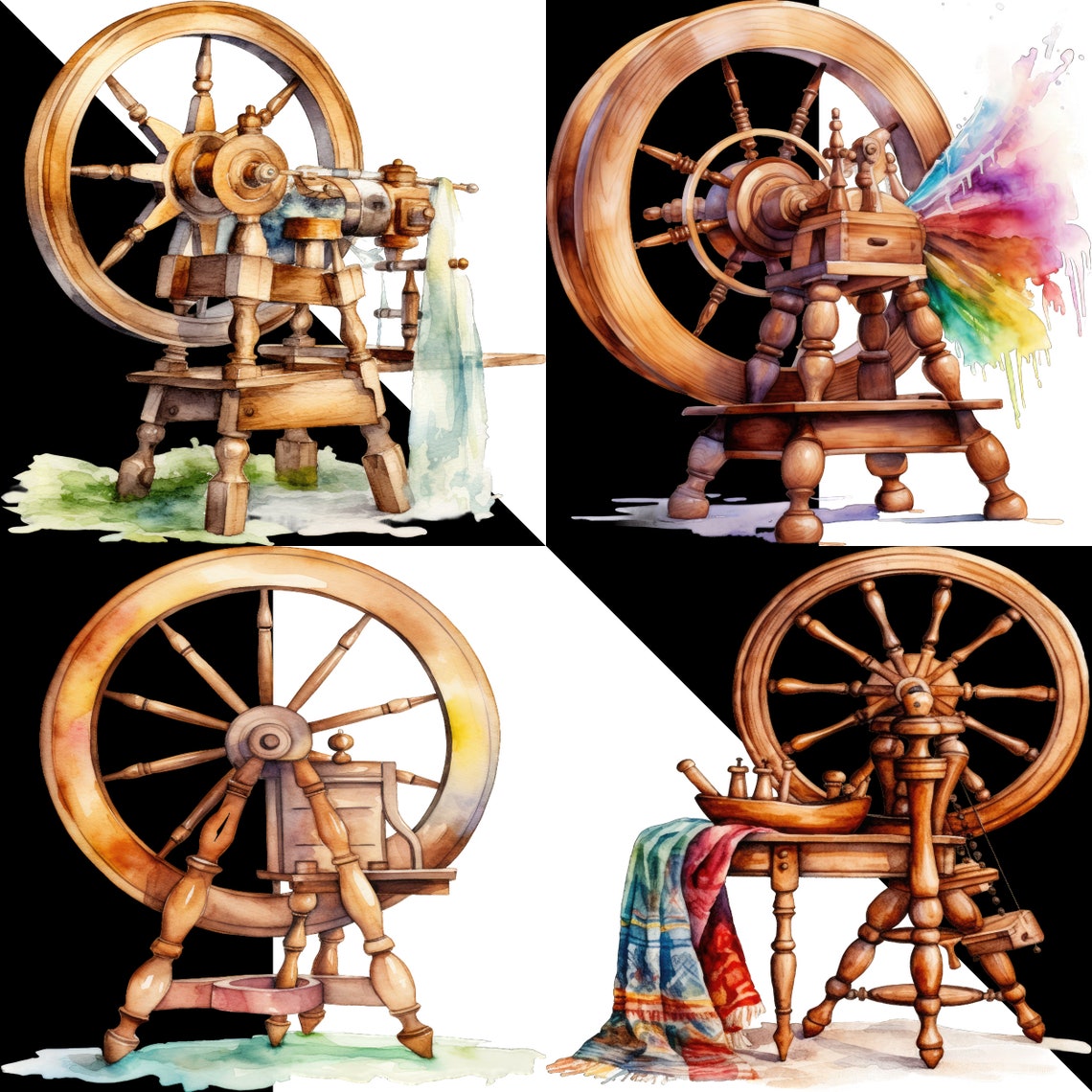 Vantage Spinning Wheel PNG Clipart, Textile Decor Clipart, Vantage ...