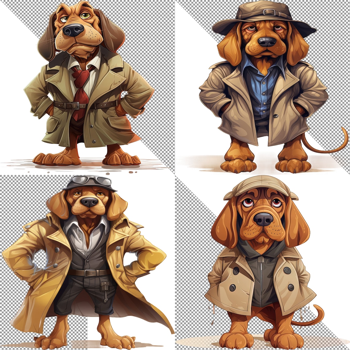 Dog Clipart Set , Detective Hound Illustrations , Mystery Dog ...