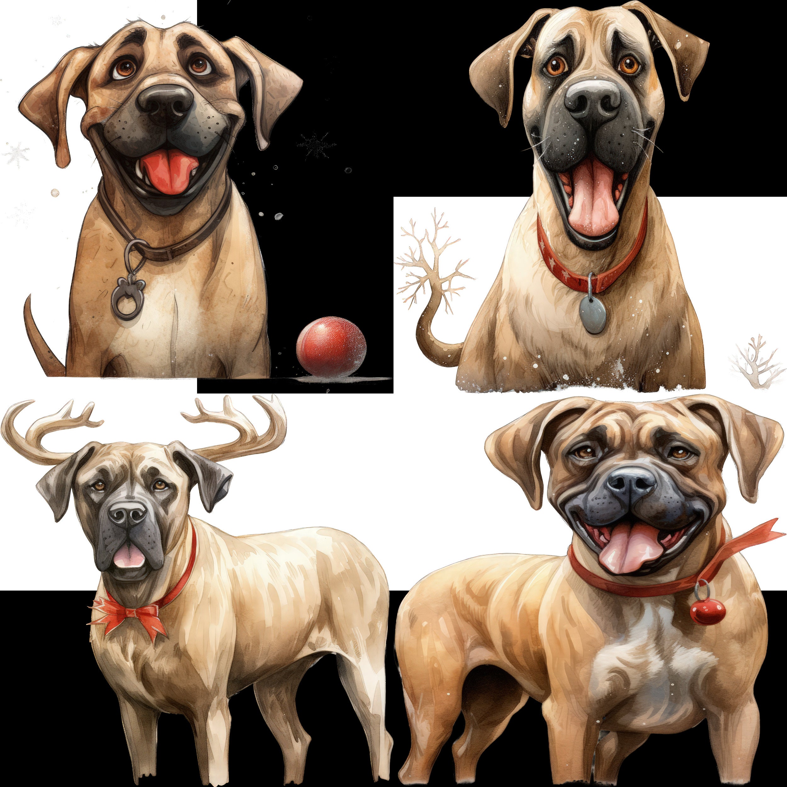 Cheerful Mastiff Clipart, Happy Dog Clip Art, Joyful Mastiff Graphics ...