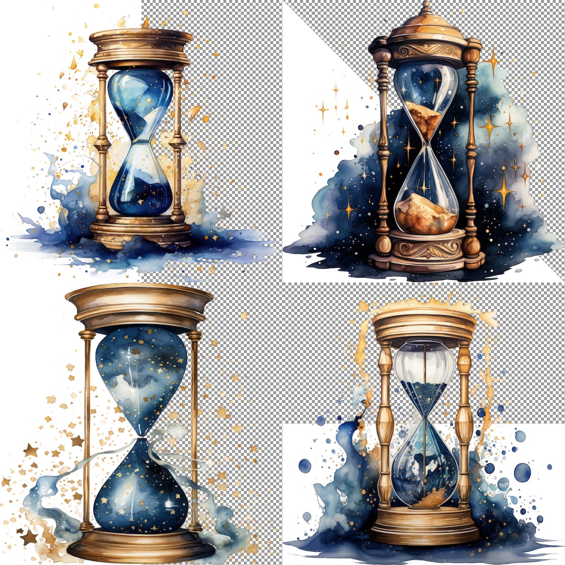 Time's Passage Hourglass Clipart, Rainbow Hourglass, Watercolour ...