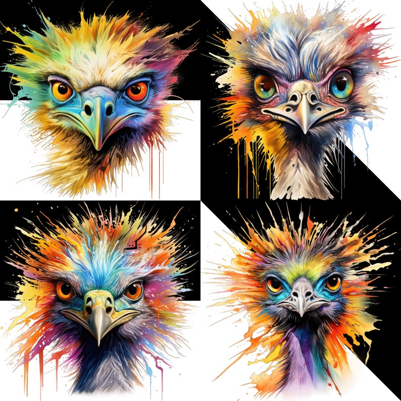 Emu Lightning Clipart, Majestic Emu Illustration, Lightning Bird ...