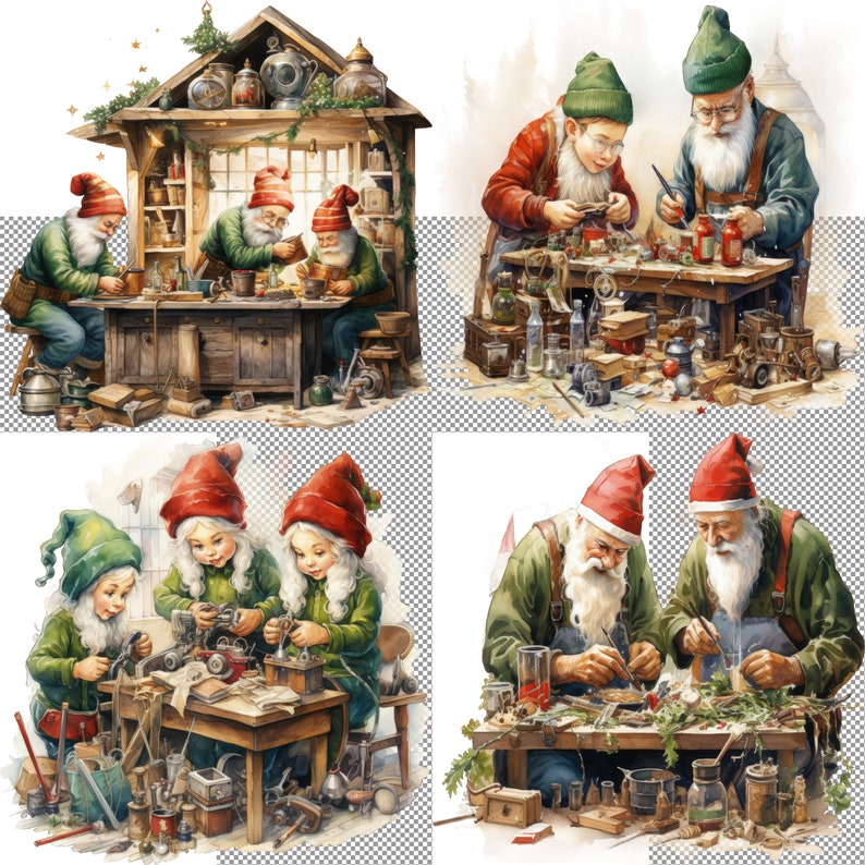 Santa's Workshop Clipart, Print for Living Room, Santa's Workshop ...