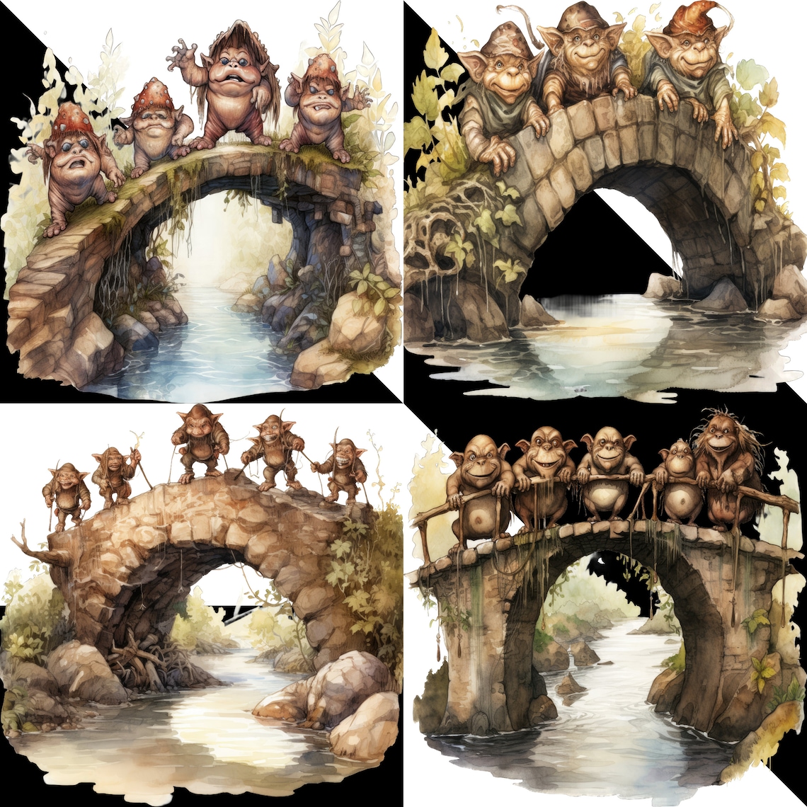Troll Bridge Clipart, Enchanted Troll Bridge, Fantasy Creature Clipart ...