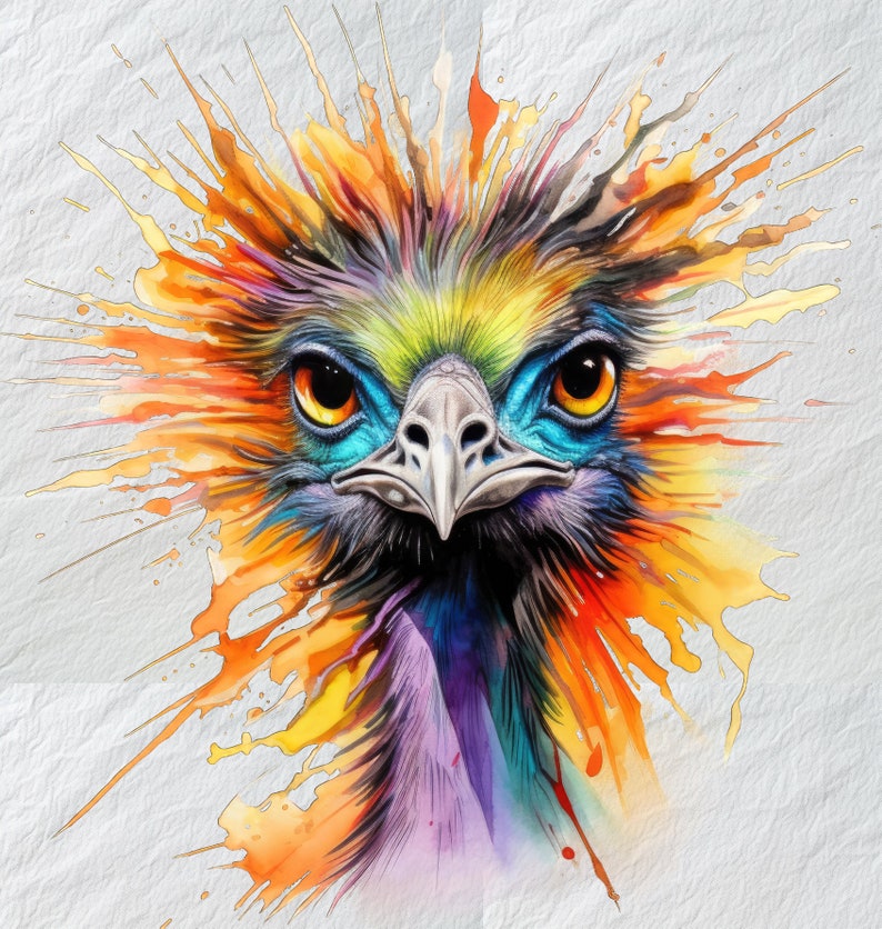 Emu Lightning Clipart, Majestic Emu Illustration, Lightning Bird Clipart, Wildlife Digital ...