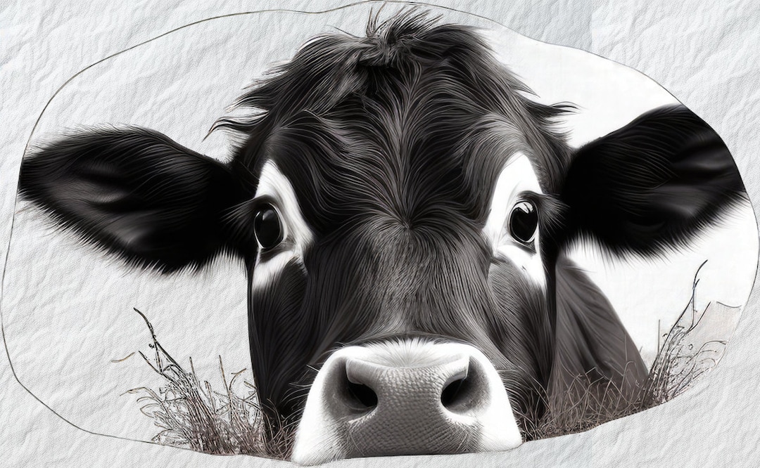 PEEKING Cow Vector: Black Lines, Logo,minimalist Cow Logo Vector ...