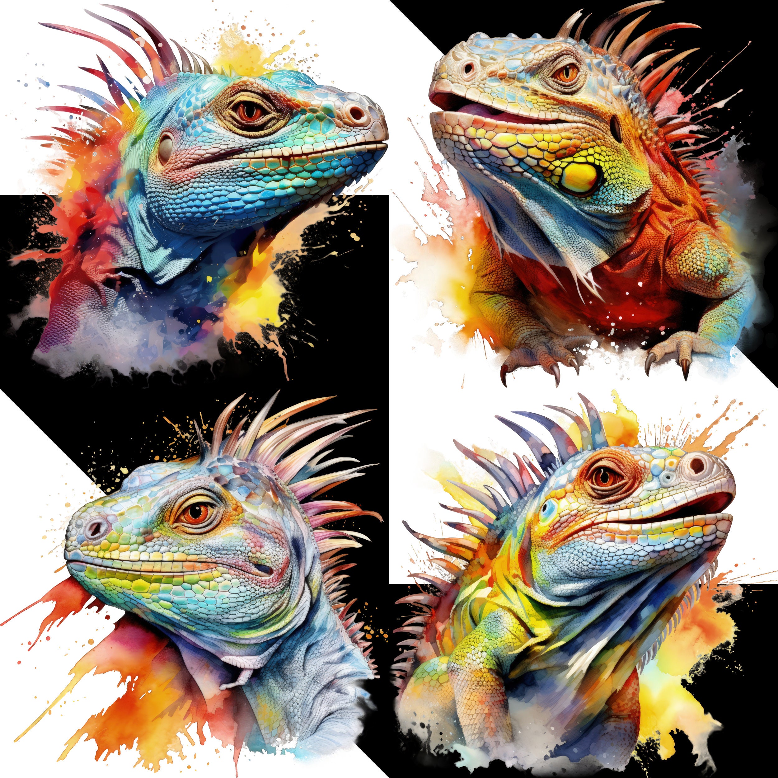 Iguana Lightning Clipart, Luminous Reptile Iguana Lightning Clipartstriking Decor,electric ...