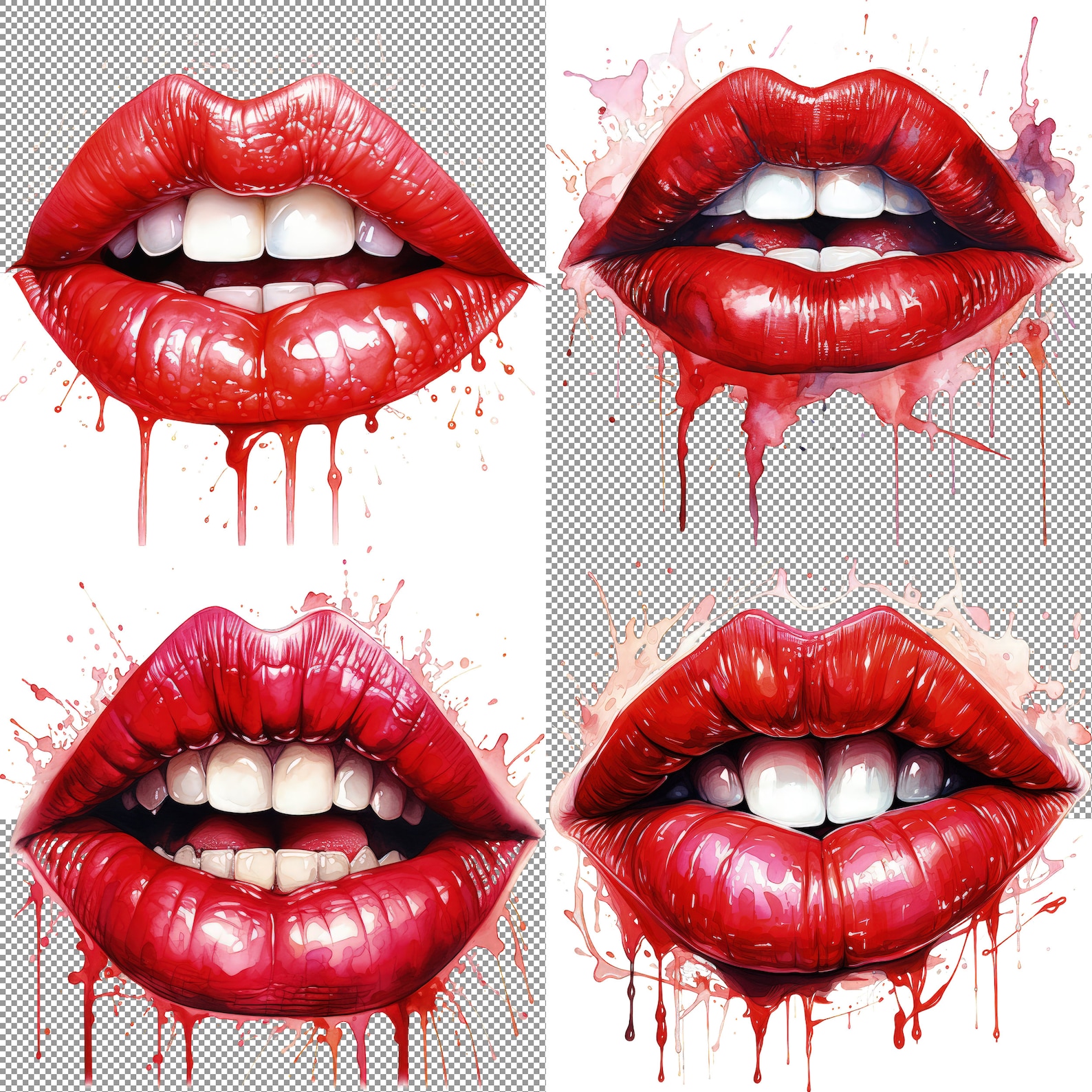 Spirit of Lips Distorted Delight Clipart, Sensual Lipstick Art ...