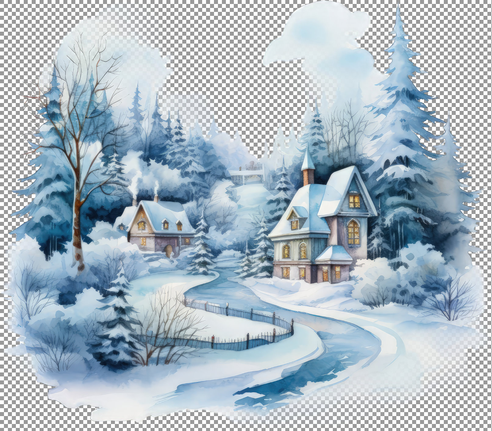 Winter Wonderland Watercolor Clipart, Wall Art for Kids Digital, Print ...