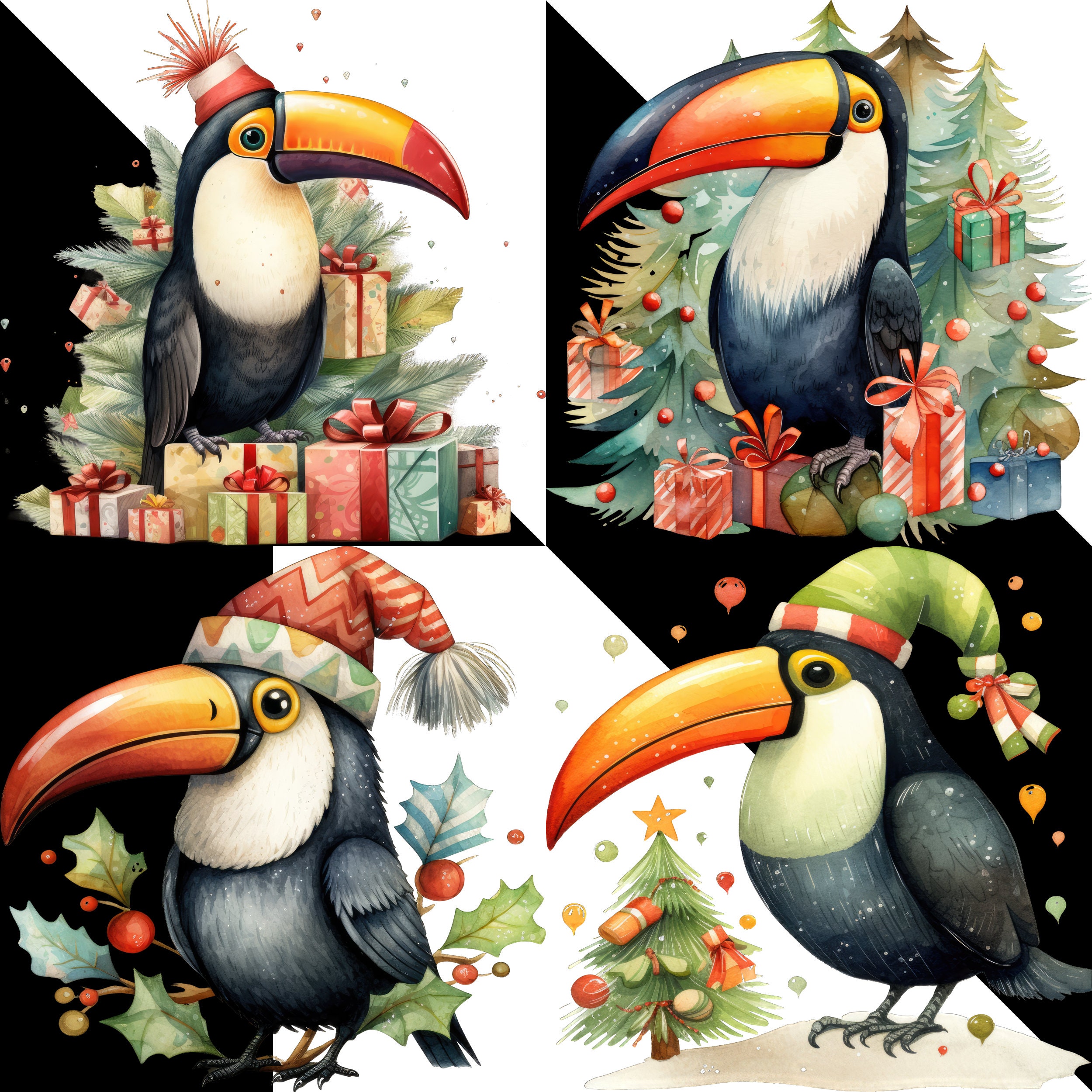 Christmas Heartwarming Toucan With Colorful Beak PNG Clipart,colorful ...