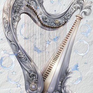 Enchanted Harp Lullaby Art Print,custom Harp Lullaby Painting ...