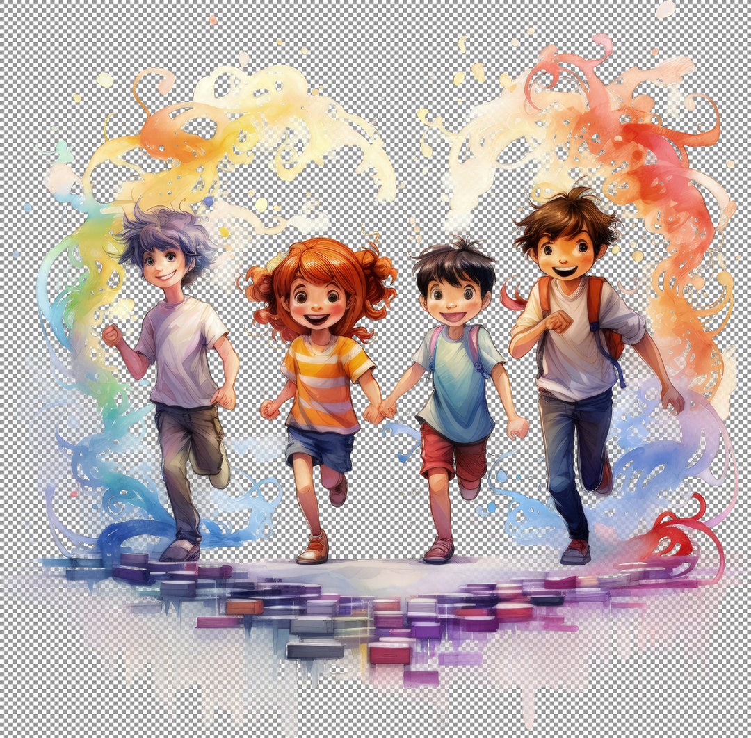 Colorful Classroom Kids Clipart, School Kids Illustrations - Vibrant ...