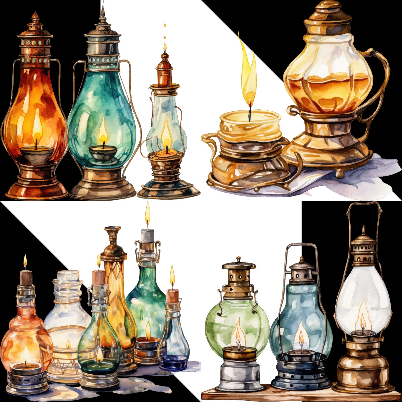 Vantage Oil Lamps Watercolor PNG Clipart, Classic Oil Lamp PNG Clipart ...