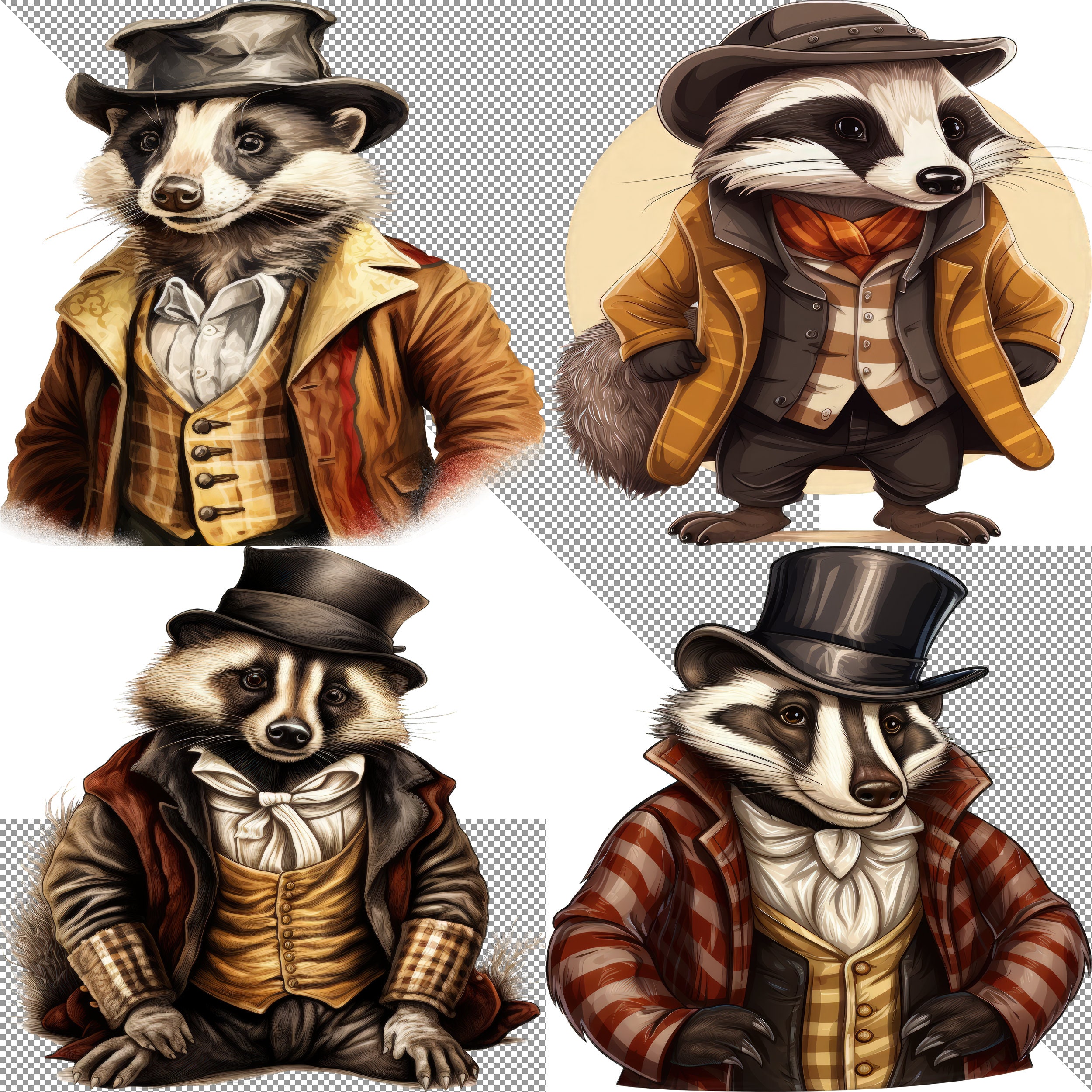 British Vintage Badger Clipart, British Vintage Badger Clipart,classic ...