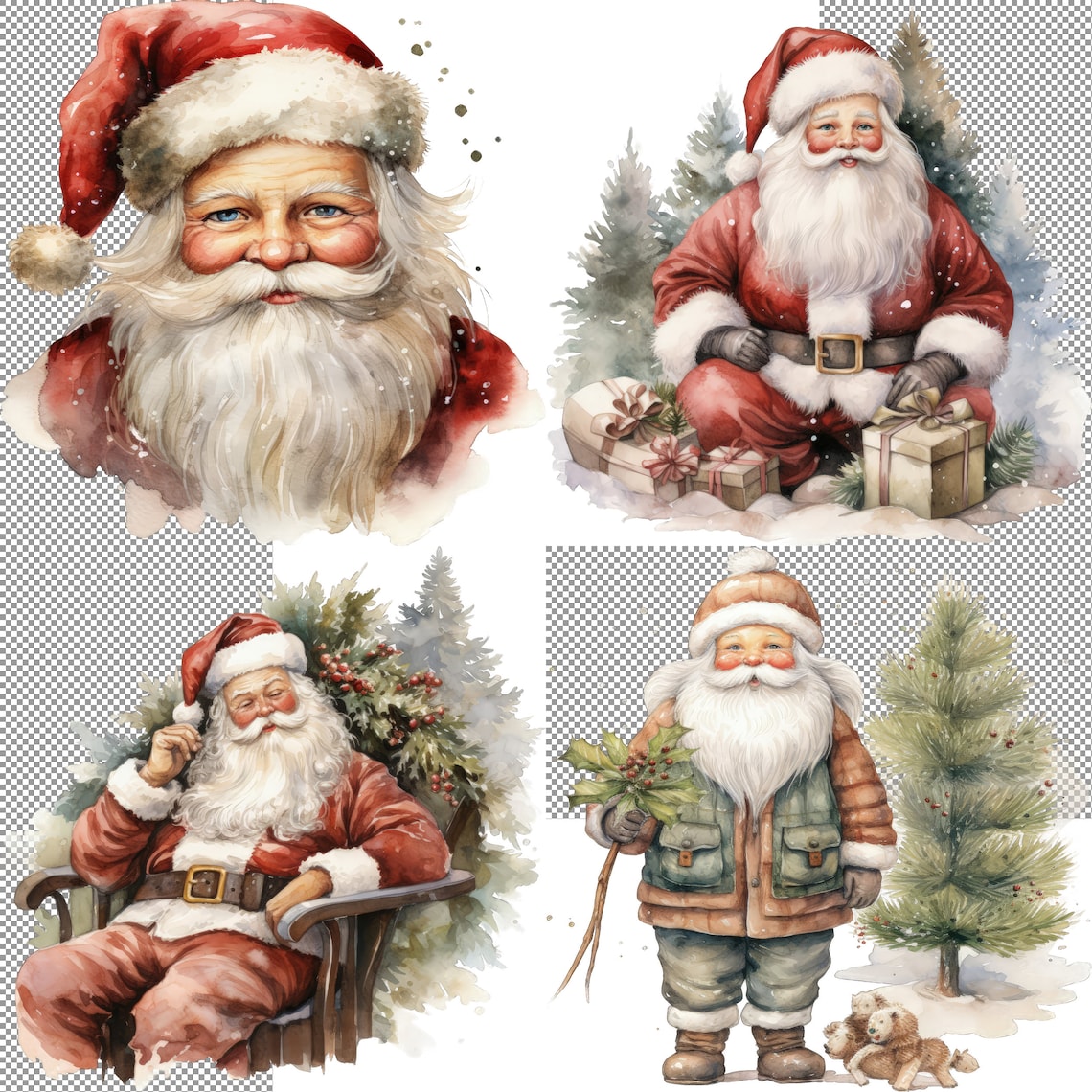 Christmas Santa Claus Clipart Cozy Colors Clipart Merry - Etsy