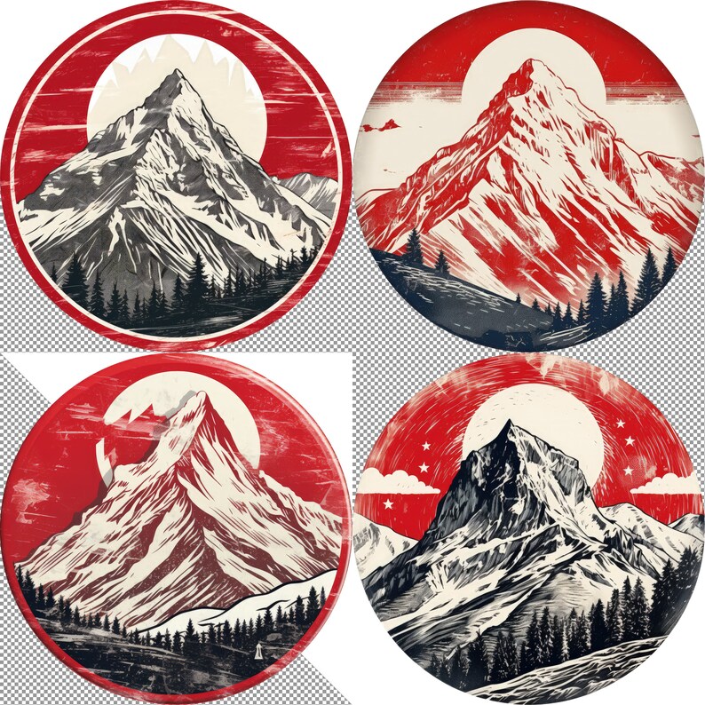 Swiss Mountain Peak Flag Badge Design, Swiss Alps Wall Art Watercolor ...