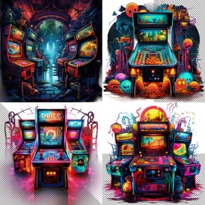 Retro Game Arcade Clipart, Nostalgia Arcade Clipart Set: Classic Games ...