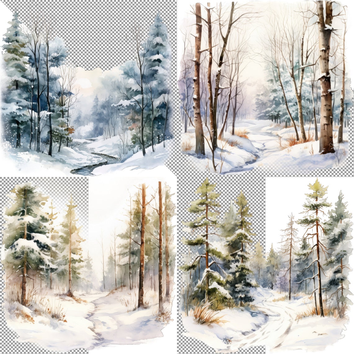 Winter Forest Clearing Clipart, Winter Forest Clearing Clipart: Snowy ...