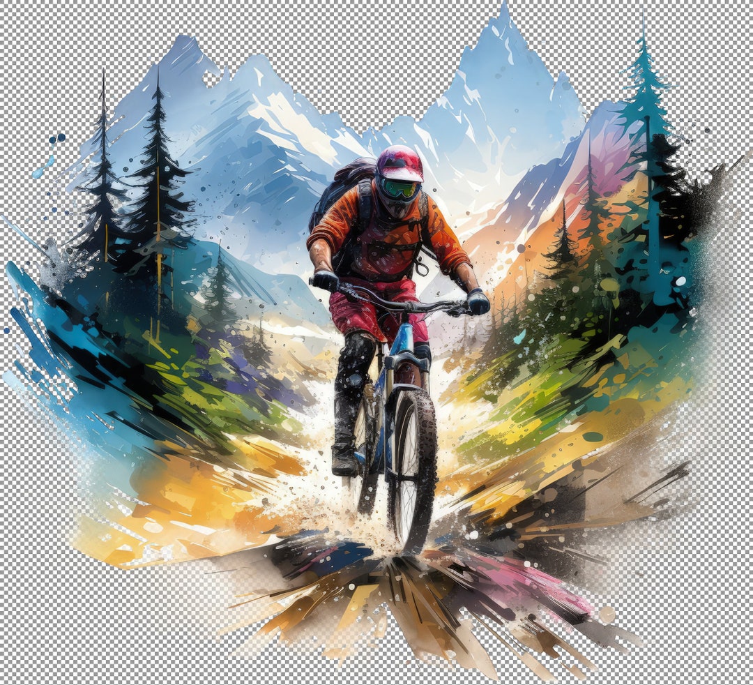 Mountain Majesty With Mountain Bikers Clipart, Off-road Cycling ...