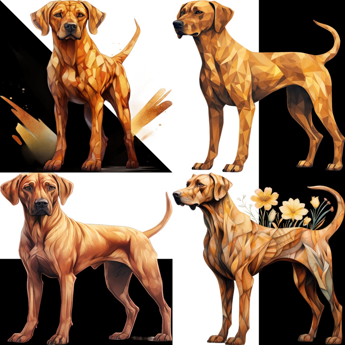 Mysterious Rhodesian Ridgeback Clipart, Glowing Spine Clipart, Mystical ...