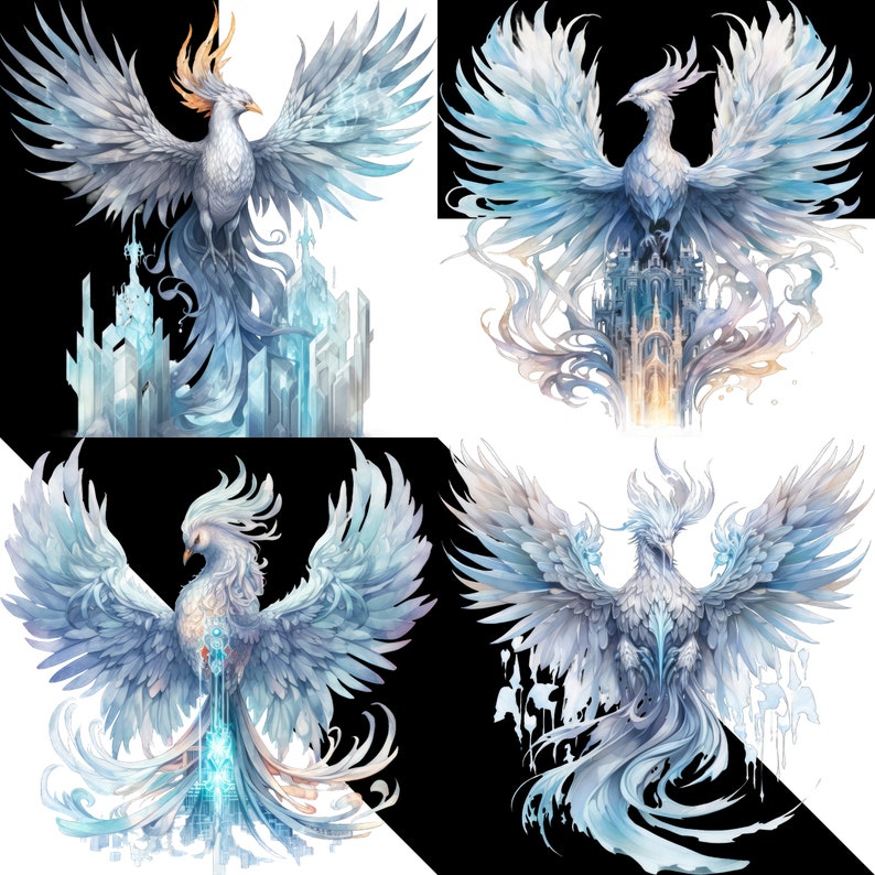 Ice Phoenix Art, Mystical Ice Phoenix Canvas Art,frozen Phoenix ...